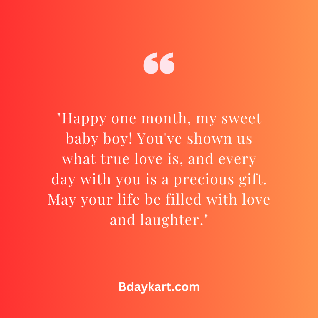 One Month Birthday Wishes for Baby Boy from Mother - Bdaykart.com